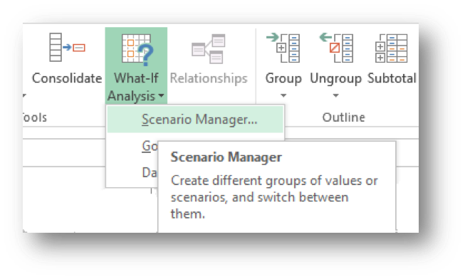 Microsoft Office Excel Scenario Manager and Prescriptive Analytics
